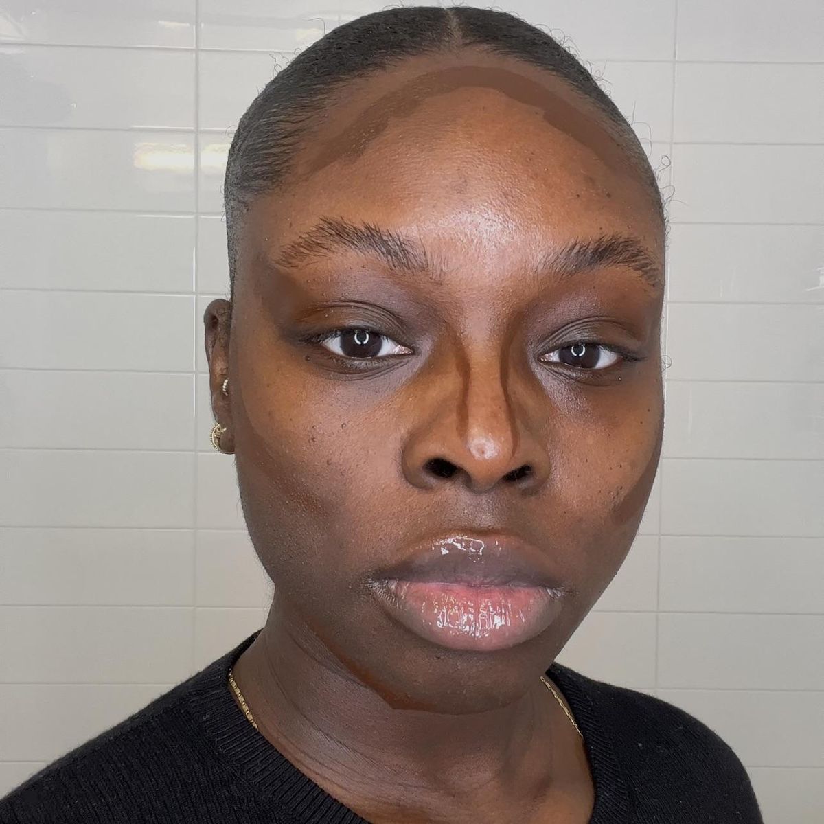 The completed bronzer placement should look like this: - xoNecole
