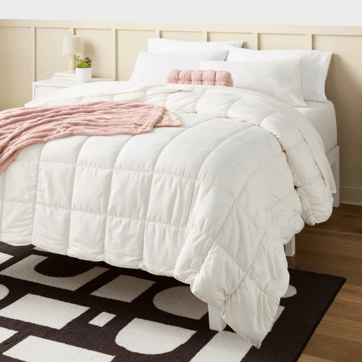 Room Essentials™ Twin/Twin Extra Long Box Stitch Puffer Comforter Ivory ...